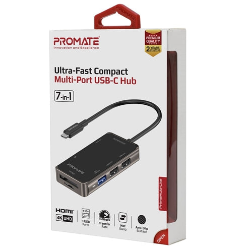 PROMATE 7-In-1 USB Multi-Port Hub With USB-C Connector With 4K HDMI – CIPS Electronics